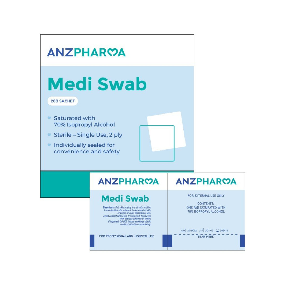 Medi Swab 70% Isopropyl Alcohol 200 Sachets | Alcohol Swabs ...