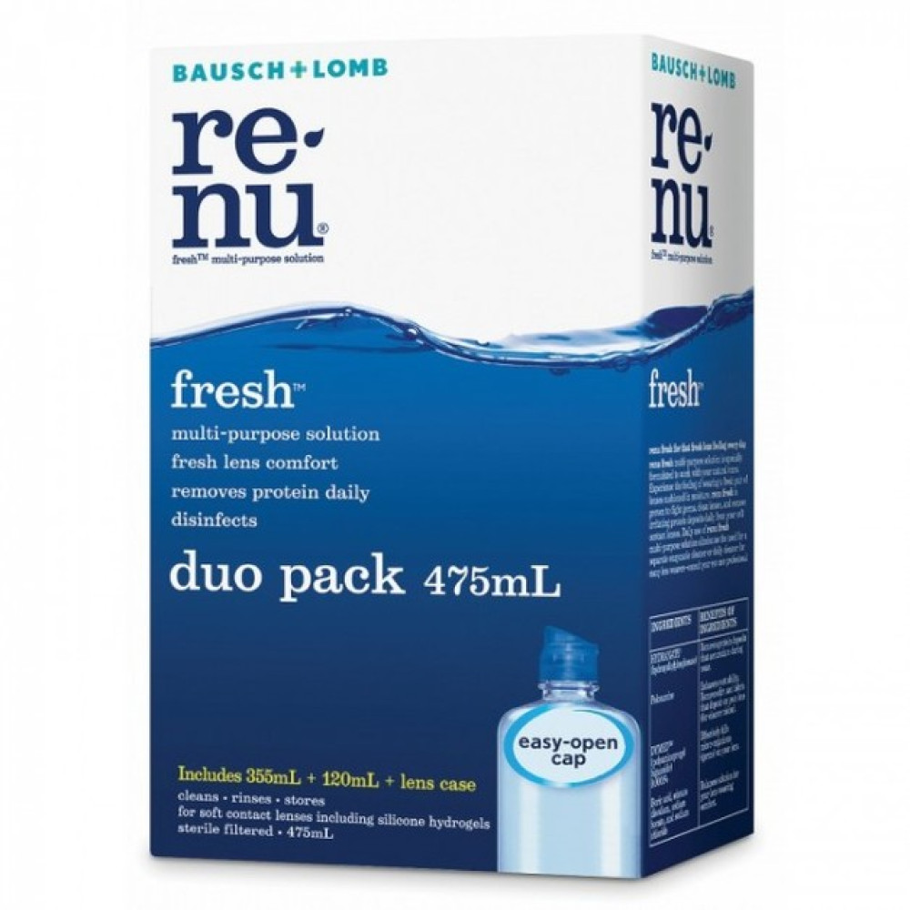 Bausch + Lomb Renu Fresh Contact Lens Solution Duo Pack 475ml ...