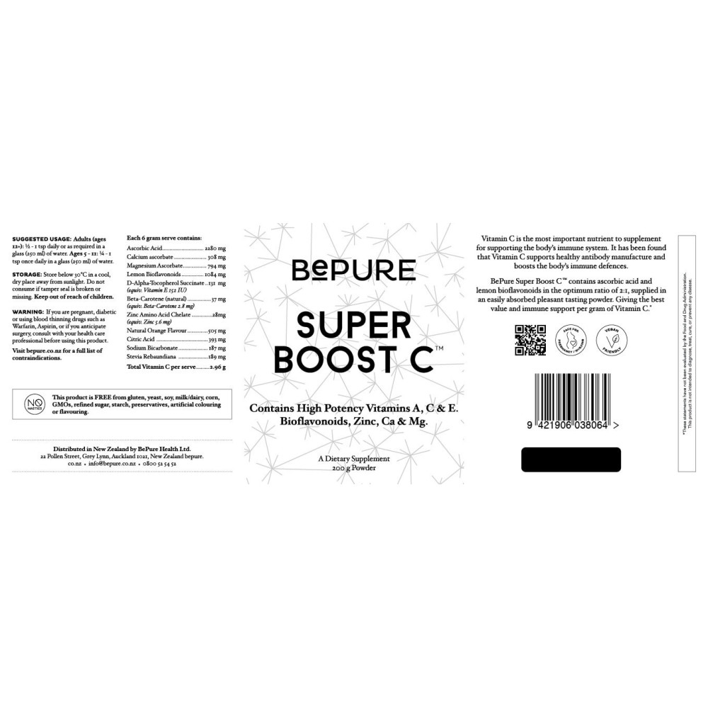 BePure Super Boost Vitamin C Powder 200g - HealthPorter NZ