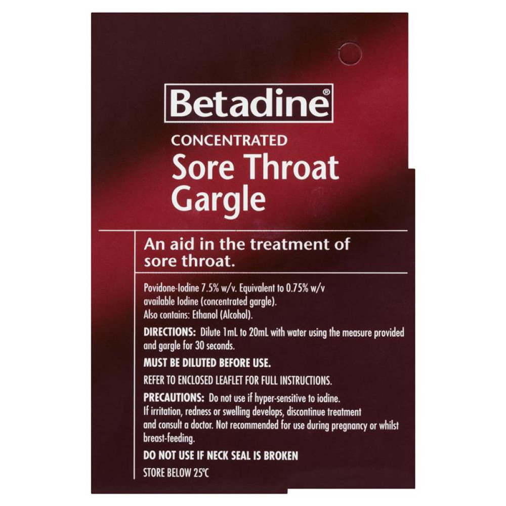 Betadine Sore Throat Gargle Concentrated 15ml | HealthPorter ...