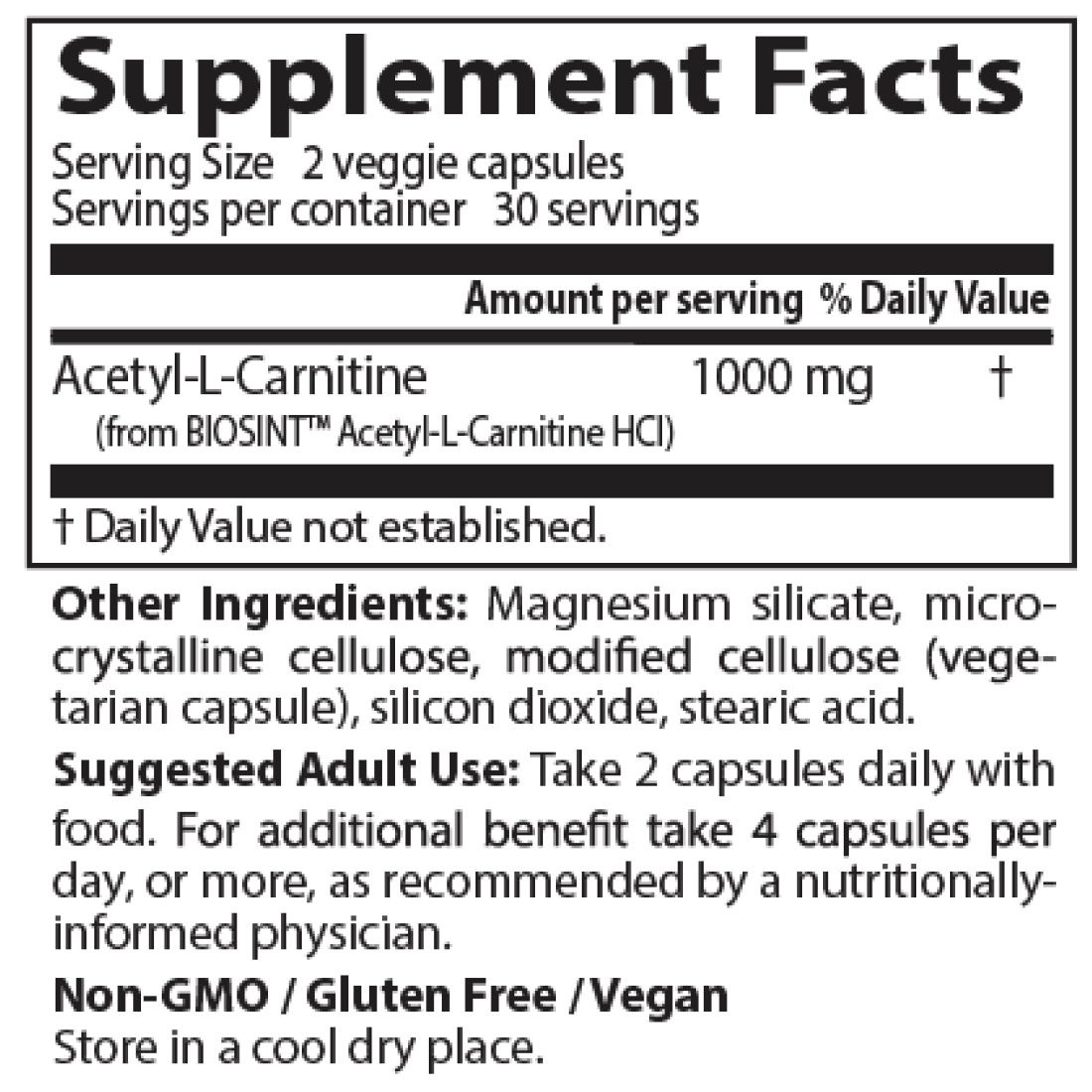 Doctor's Best Acetyl-L-Carnitine with Biosint Carnitines ...