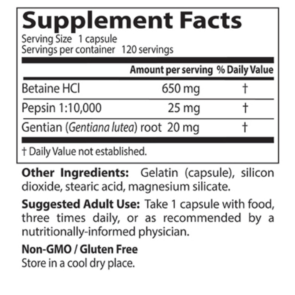 Doctor's Best Betaine HCL Pepsin & Gentian Bitters 120 ...