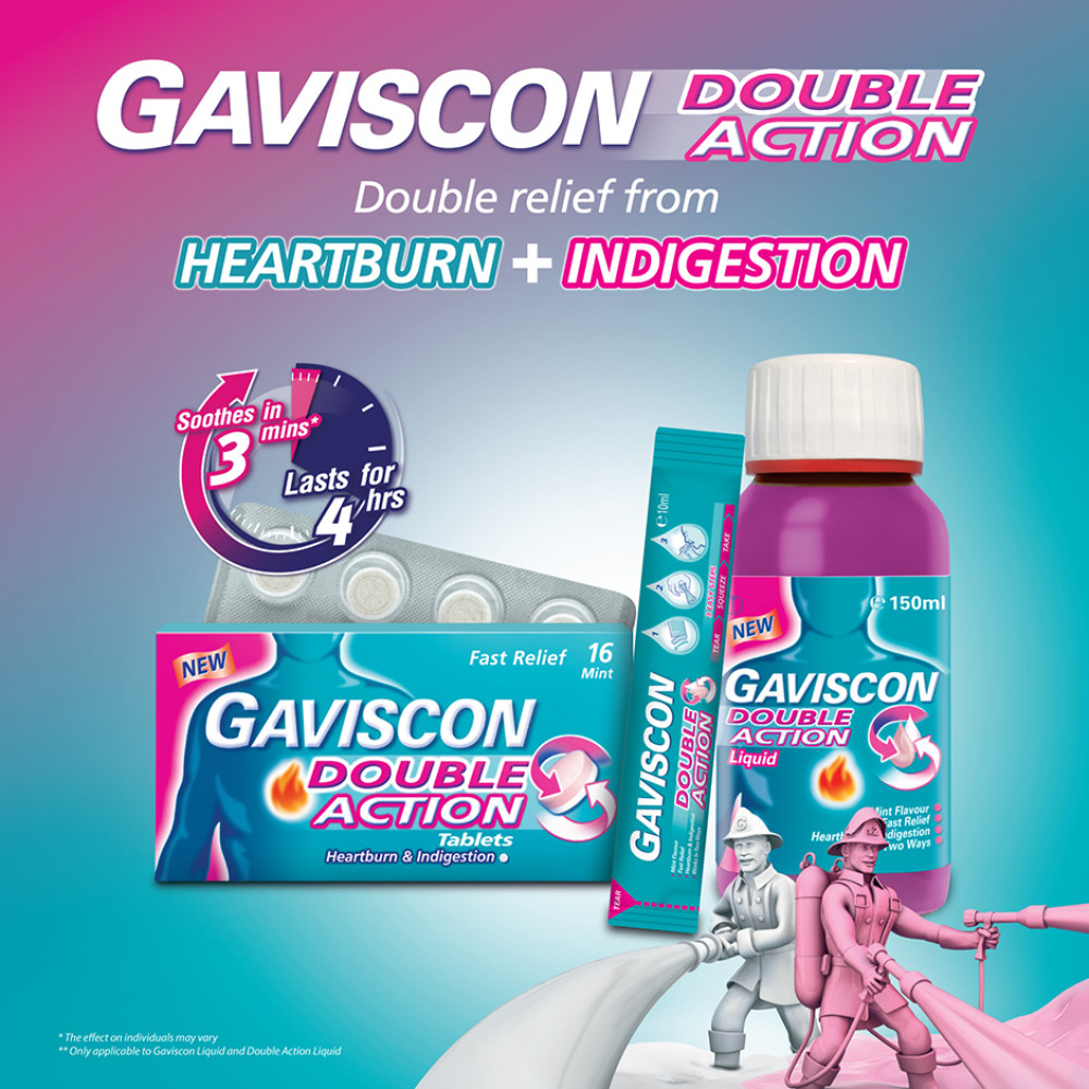 Gaviscon Dual Action Peppermint Flavour 32 Chewable Tablets ...