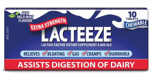 Lacteeze Extra Strength Lactase Enzymes 10 Tablets - Hea ...