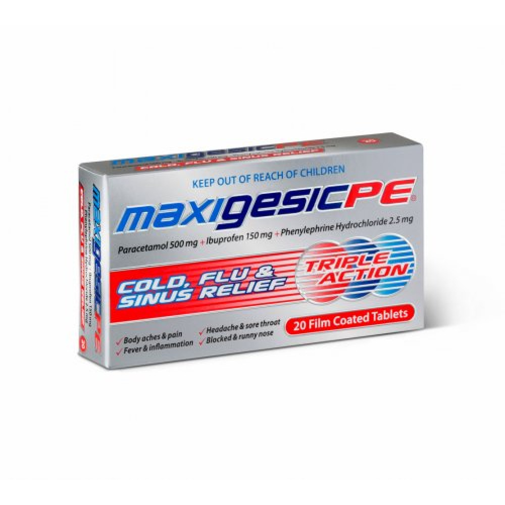 Maxigesic PE Cold Flu Sinus Relief Tablets | HealthPorter NZ