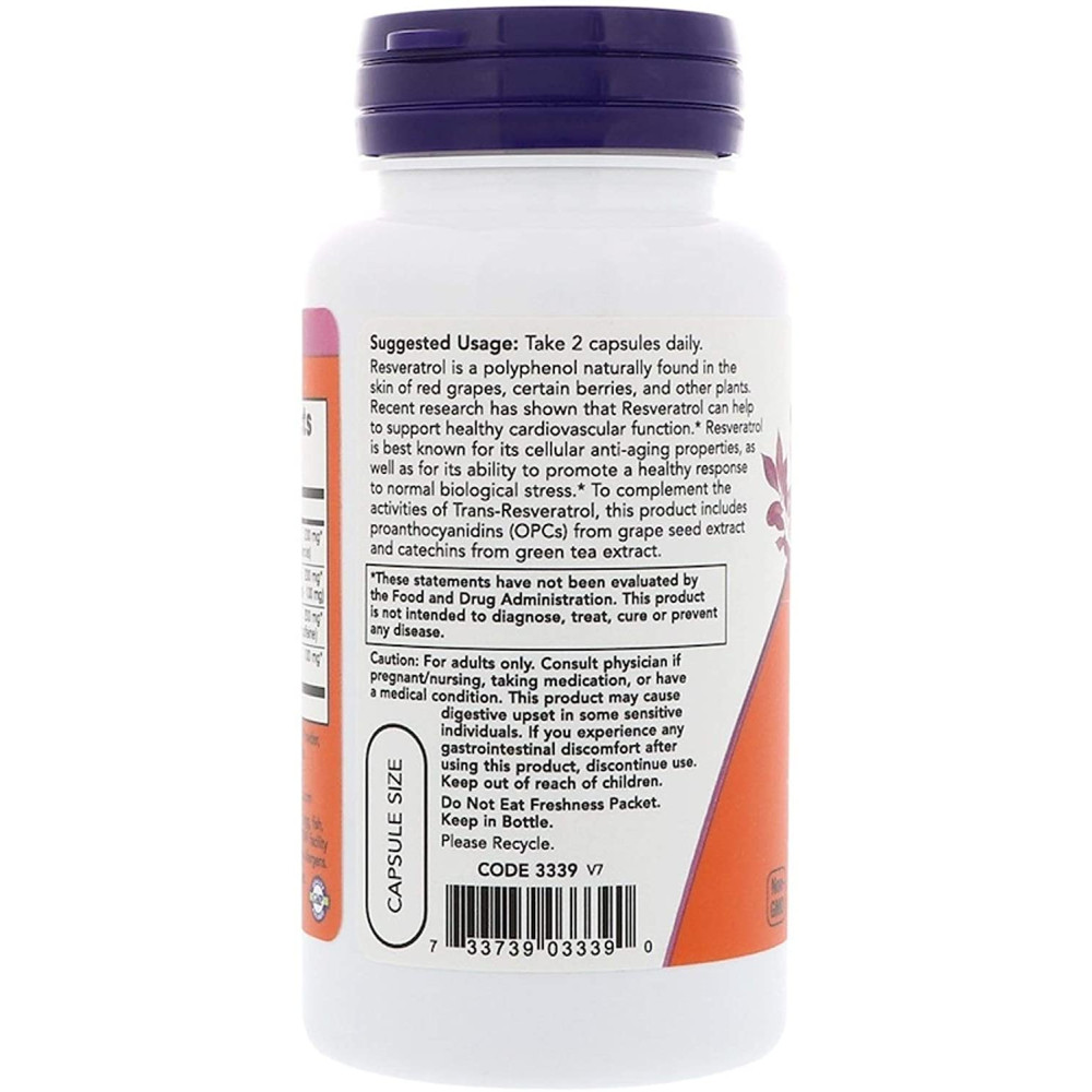 Natural Resveratrol Capsules - Now Foods | HealthPorter NZ