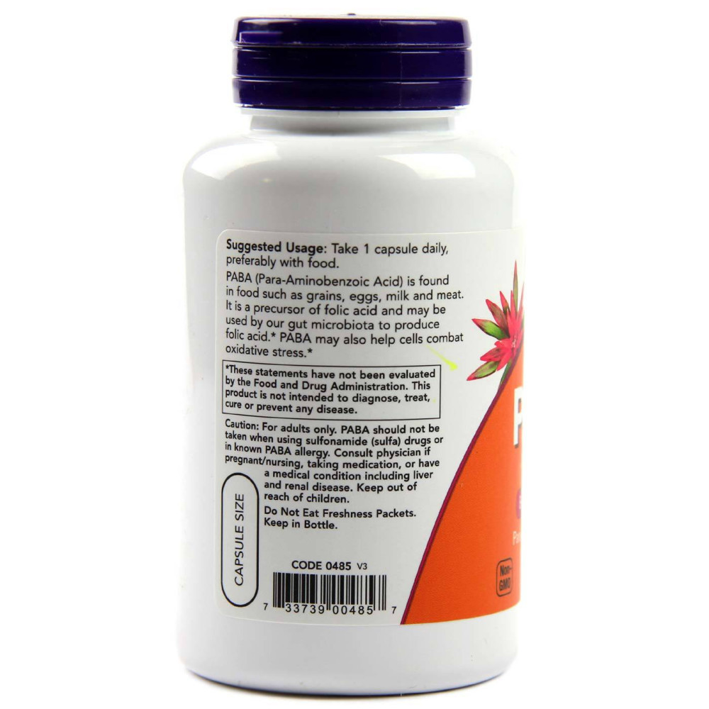 Now Foods PABA 500mg 100 Capsules - HealthPorter