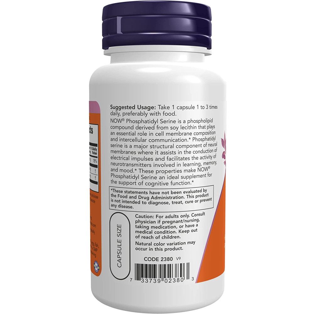 Phosphatidyl Serine 100mg Caps - Now Foods | HealthPorter NZ