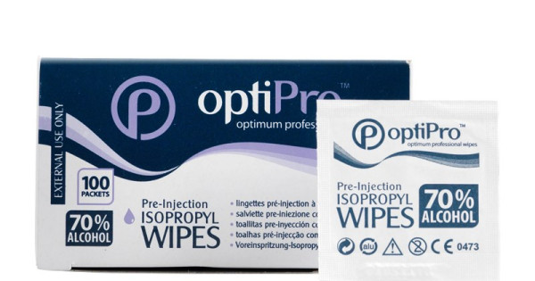 70% Alcohol Pre-Injection Wipes - OptiPro | HealthPorter NZ