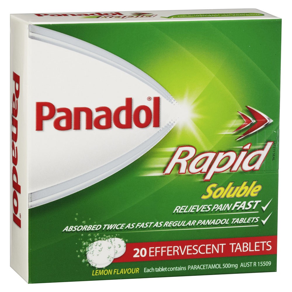 Panadol Paracetamol Rapid Soluble 20 Effervescent Tablets ...