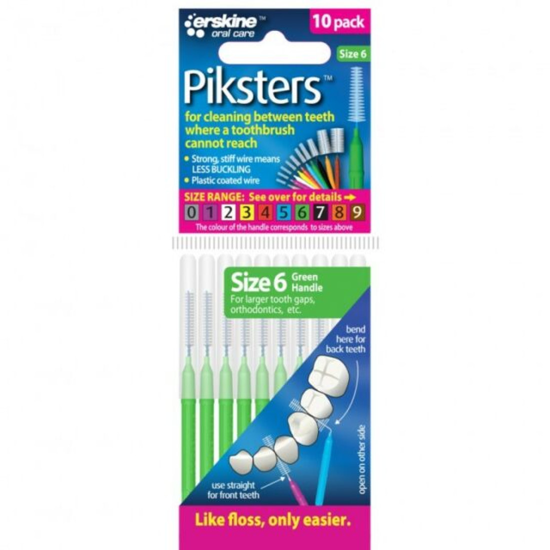 Piksters Interdental Toothbrushes Size 6 Green - HealthP ...