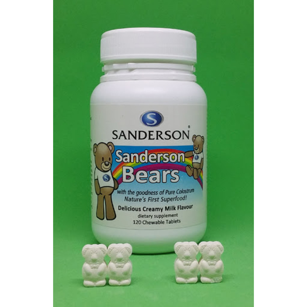 Sanderson Bears Colostrum Chewable Milk Flavour 120 Tablets ...