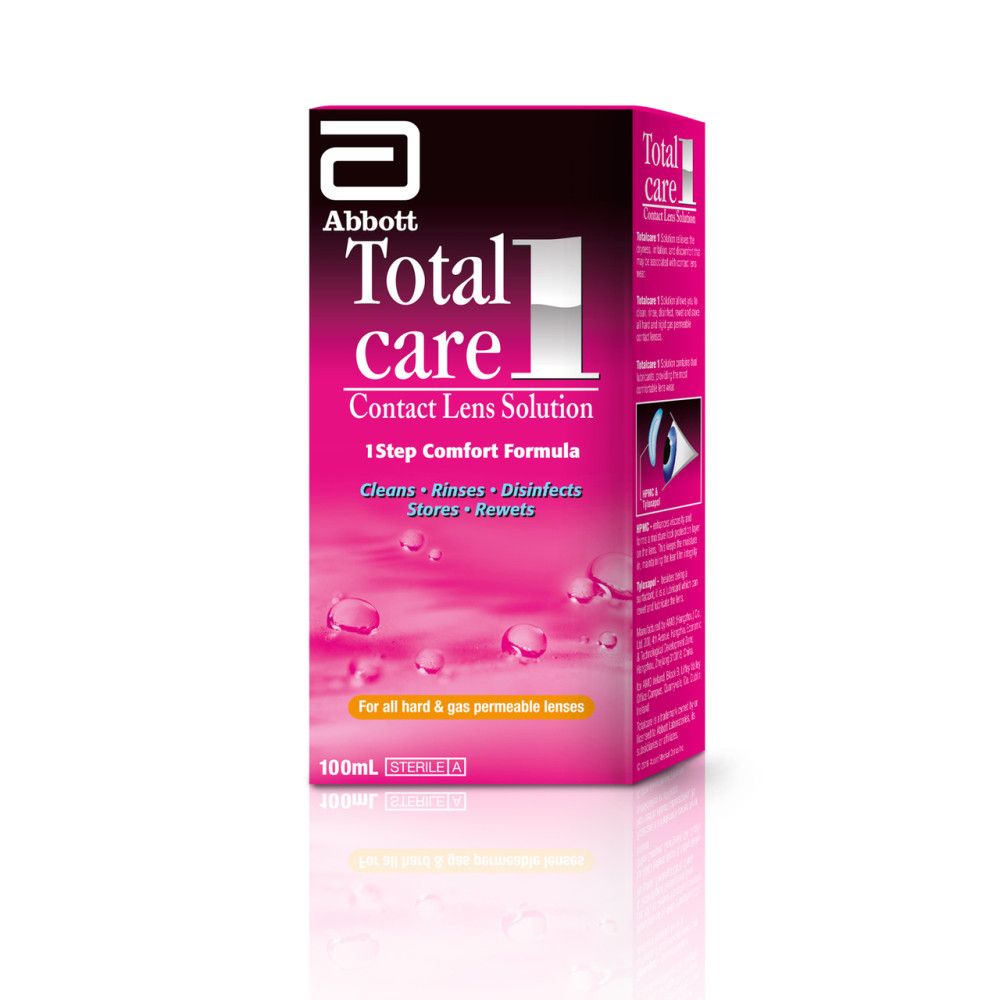 Total Care 1 Contact Lens Solution 100ml - Hard/Gas Lenses ...