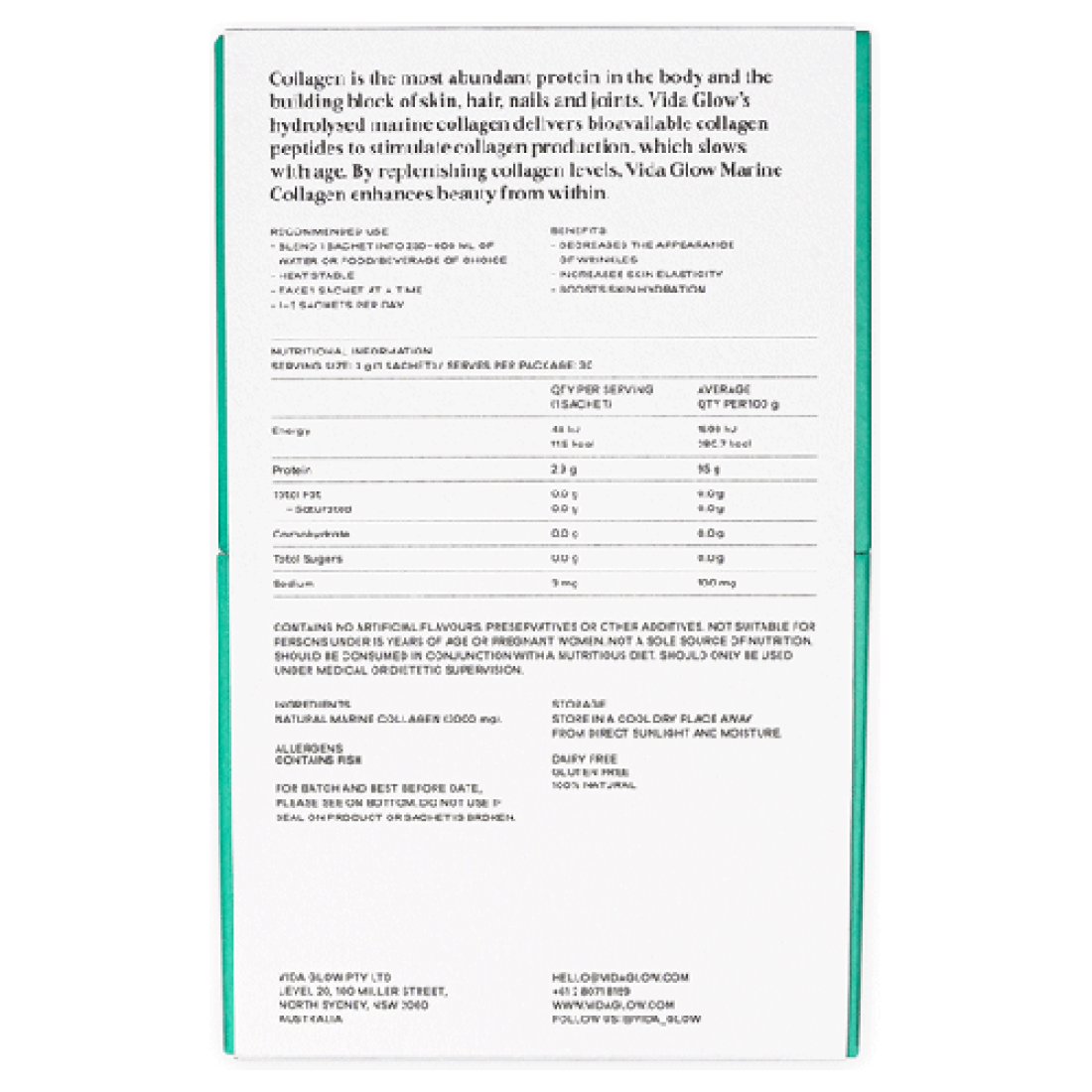 Vida Glow Natural Marine Collagen Original 30 x 3g Sachets ...