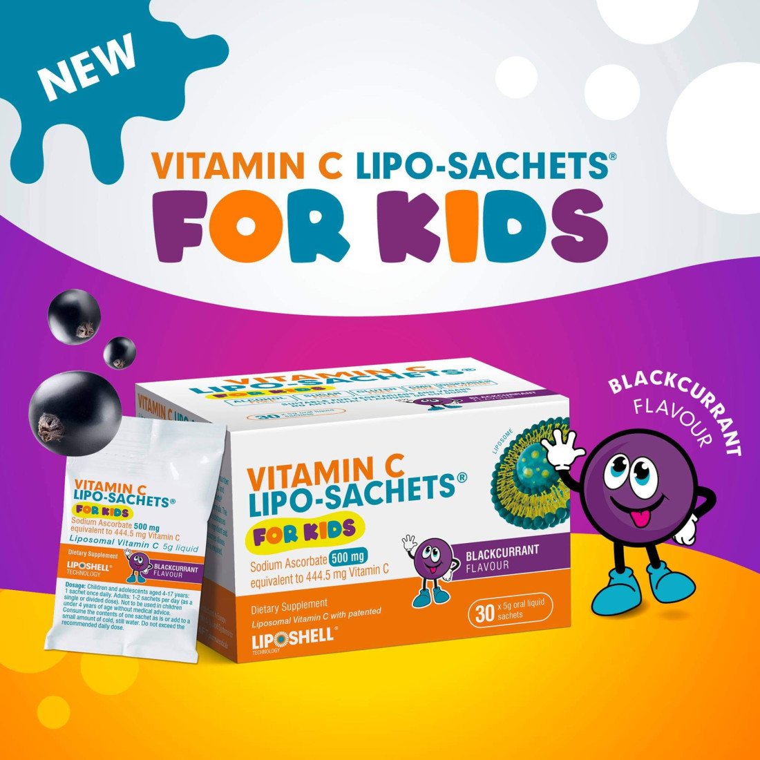 Vitamin C Lipo Sachets for Kids Blackcurrant | HealthPorter ...